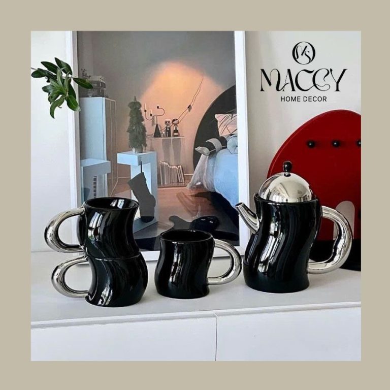 Bộ Ấm Trà Sứ Xoắn Nhẹ Nhàng – Maccy Home Decor – MaccyStore