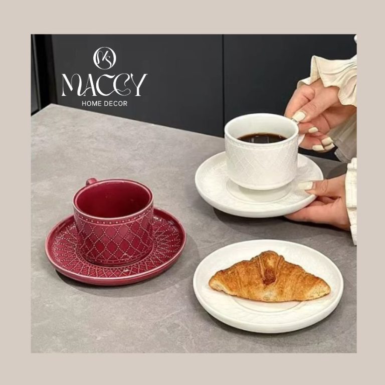 Set Tách Cafe, Trà Chiều Họa Tiết Ren Hoa Văn Nổi – Maccy Home Decor ...
