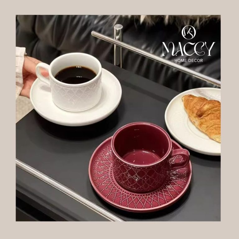 Set Tách Cafe, Trà Chiều Họa Tiết Ren Hoa Văn Nổi – Maccy Home Decor ...
