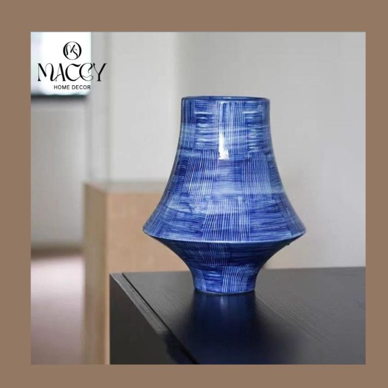 Lọ Hoa Gốm Xanh Nhẹ Nhàng Sang Trọng – Maccy Home Decor – MaccyStore